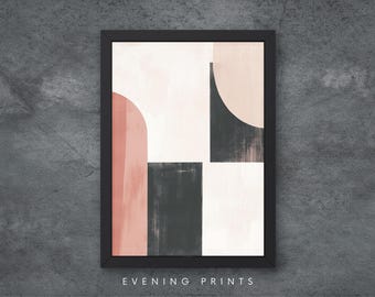 Abstract Minimalist Shapes Wall Art Print, Neutral Boho Wall Decor ...