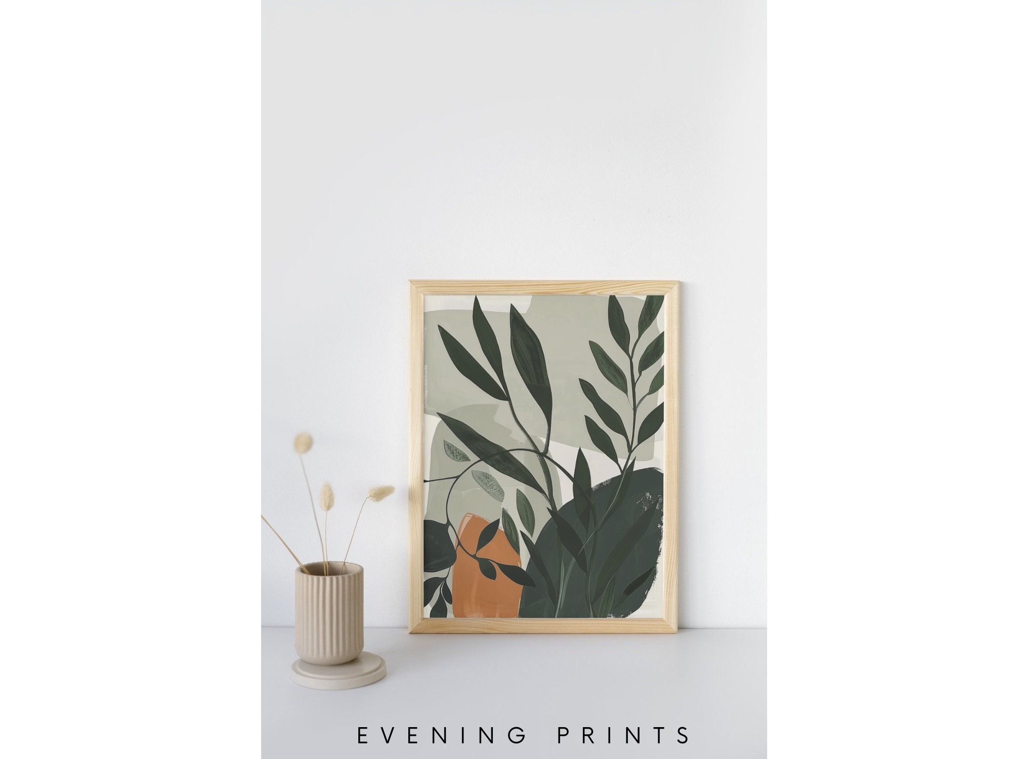 Abstract Plant Pot Wall Art | Modern Botanical Print | Leafy Plant ...