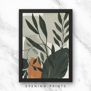 Abstract Plant Pot Wall Art | Modern Botanical Print | Leafy Plant ...