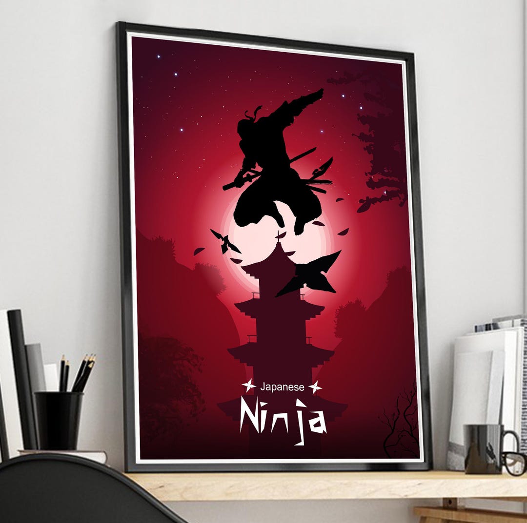 Japanese Ninja Illustration, Minimalist Vector Art, Aesthetic Home ...