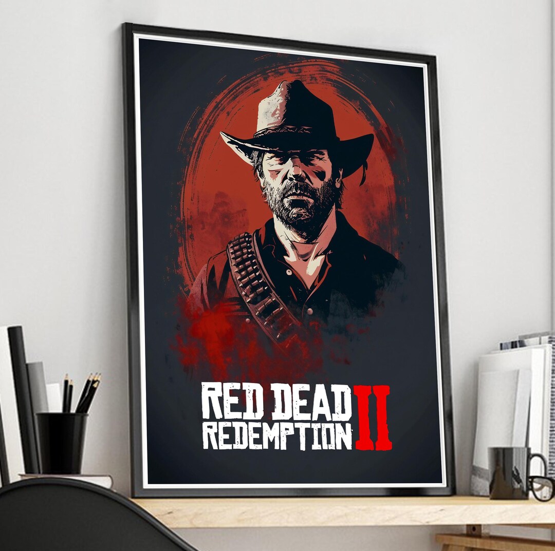 RDR2 Wall Art: Arthur Morgan , Blue Background, Realistic Gaming Poster ...