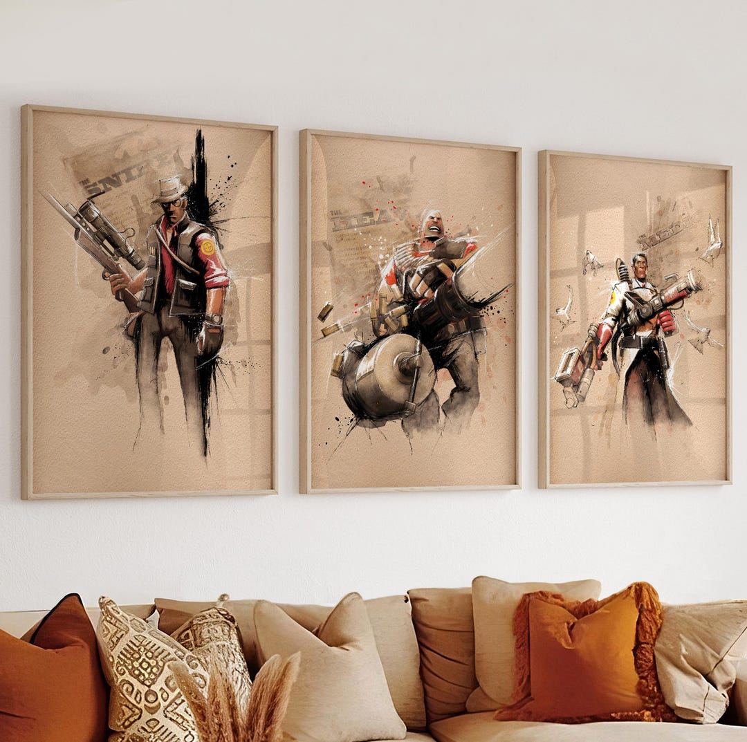 Team Fortress 2 Wall Art, Sniper Heavy Medic ,game Poster, Game Room ...