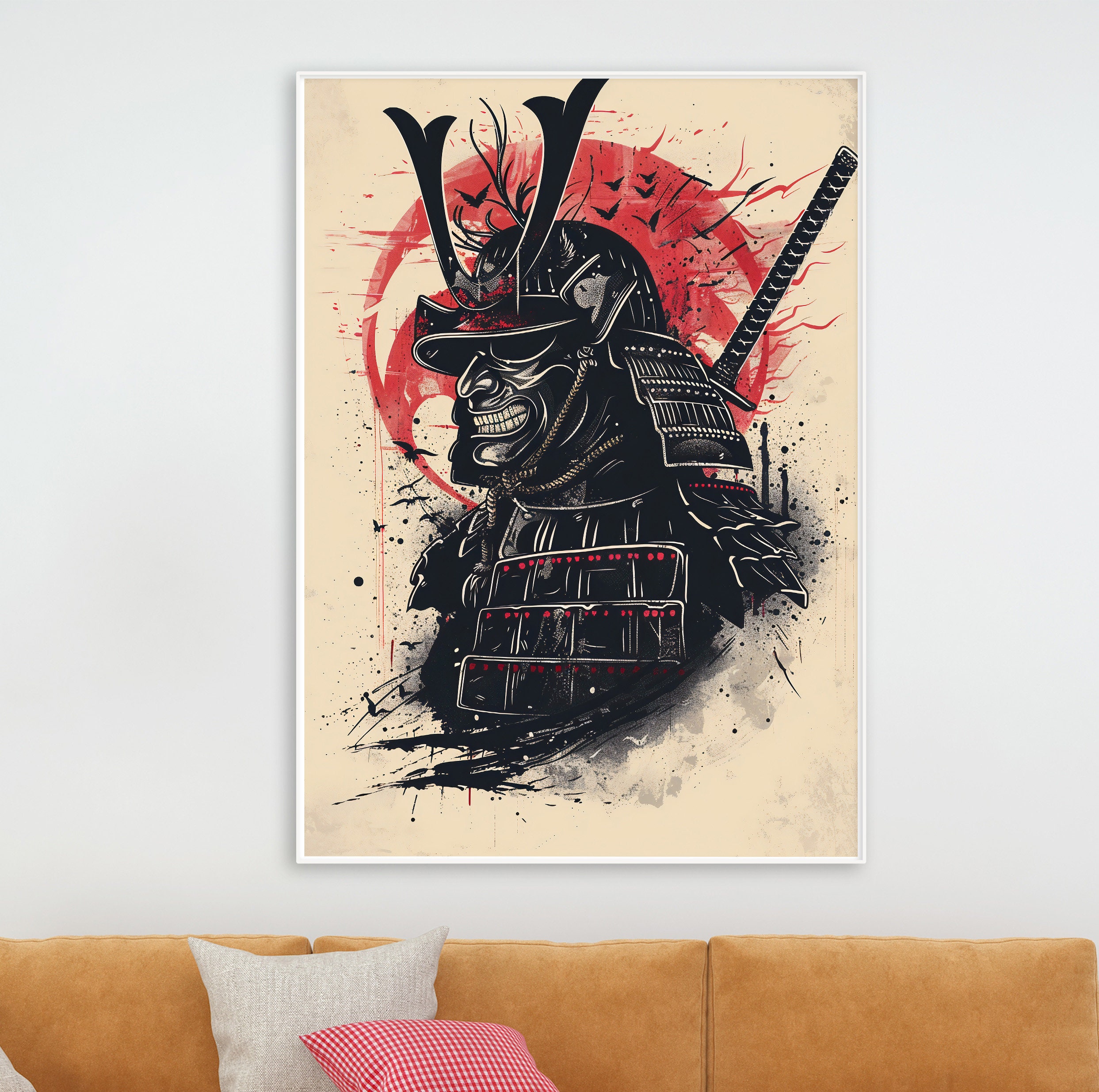 Abstract Portrayal of a Samurai Clad in Armor, Minimalist Artwork ...