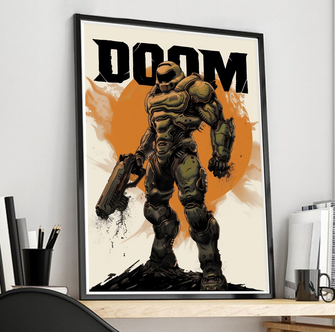 DOOM Wall Art: Doom Slayer, Gaming Poster, Game Room Decor, Gift for ...