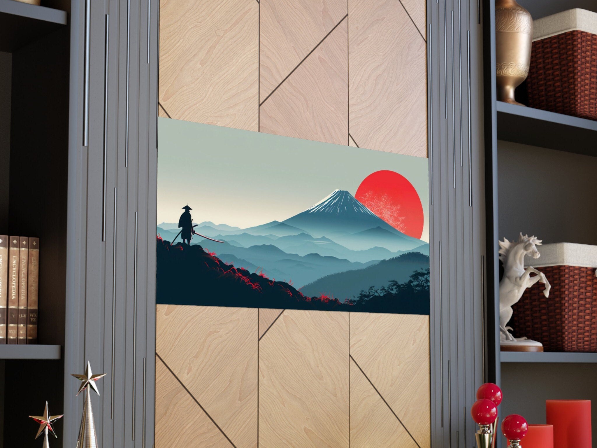 Horizontal Samurai Art Set in a Nature Landscape,minimalist Style ...