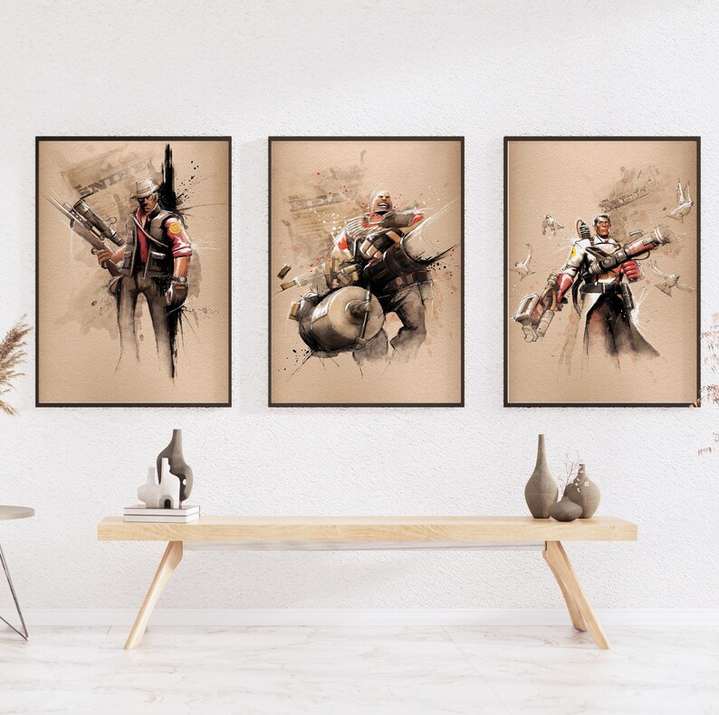 Team Fortress 2 Wall Art, Sniper Heavy Medic ,game Poster, Game Room ...
