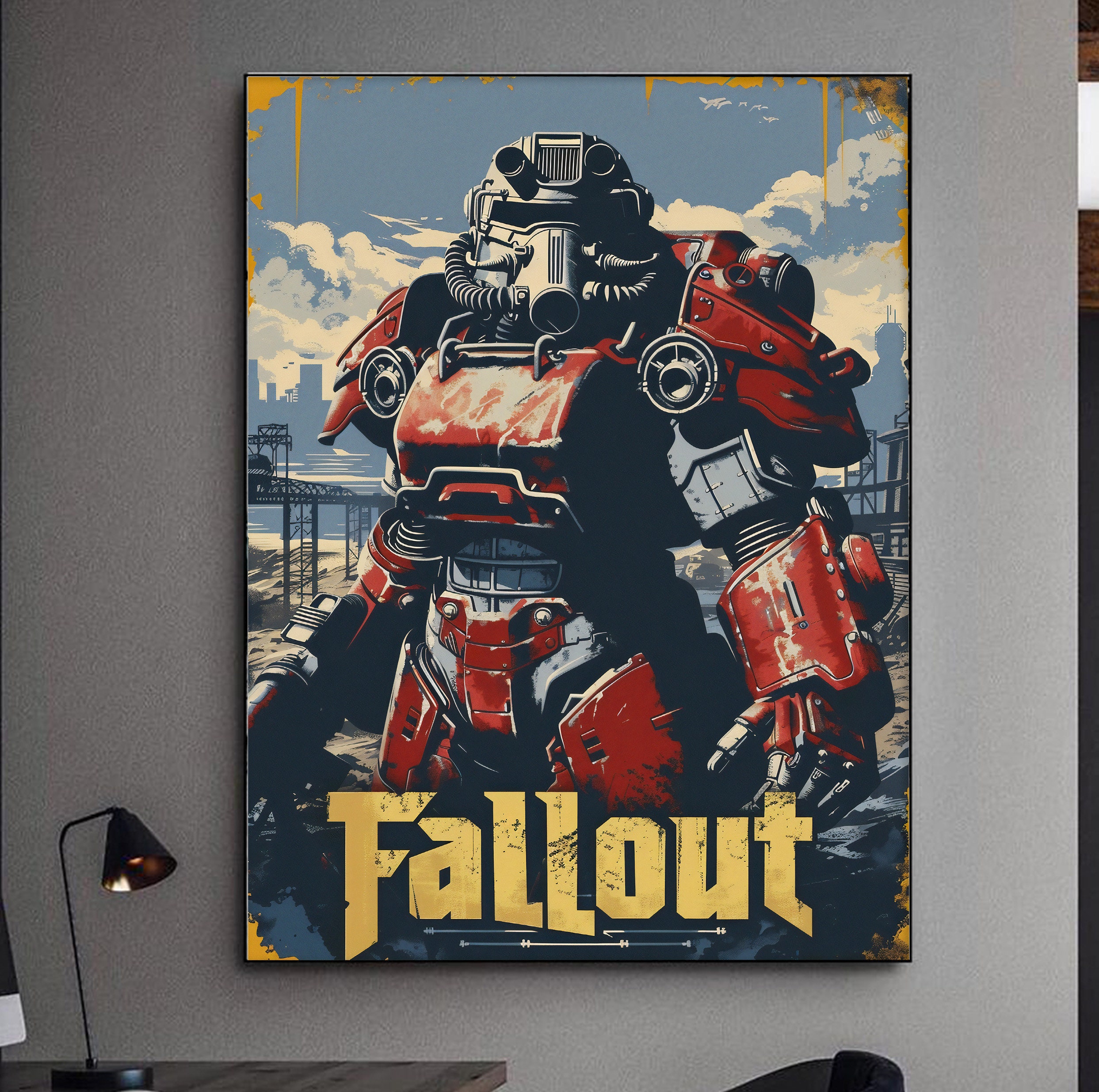 Fallout Wall Art: Gaming Poster, Power Armor in an Apocalyptic World ...