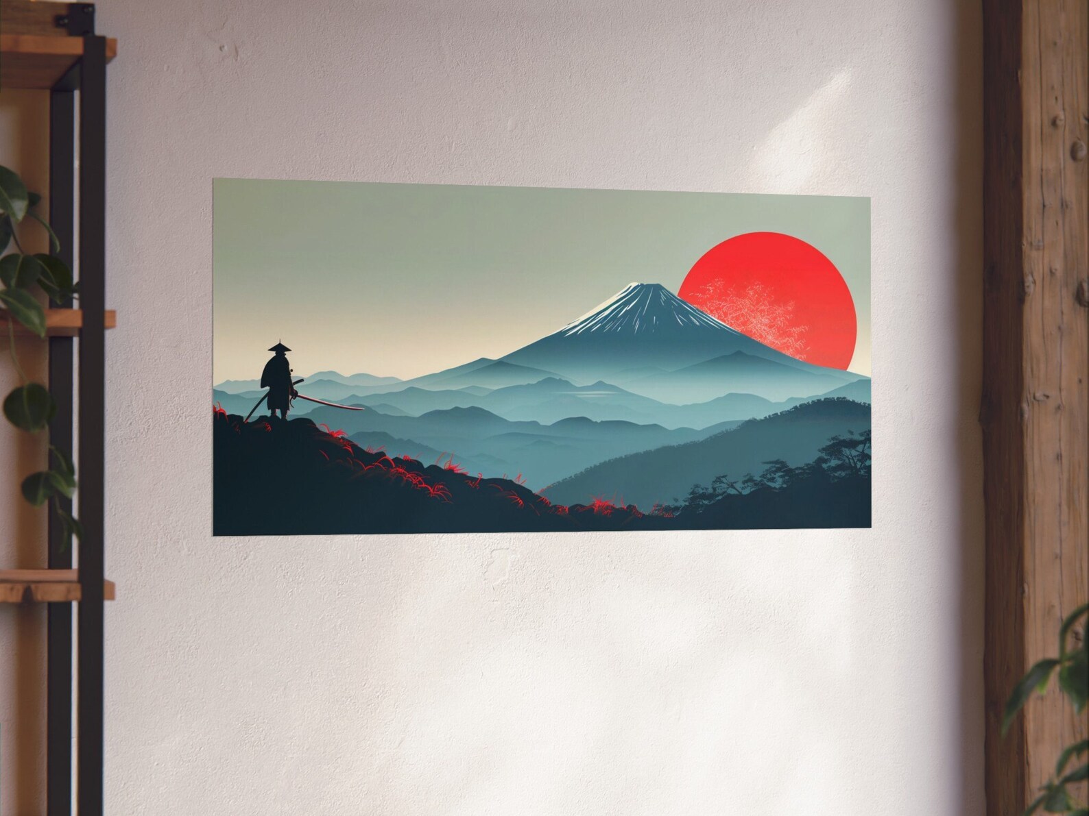 Horizontal Samurai Art Set in a Nature Landscape,minimalist Style ...