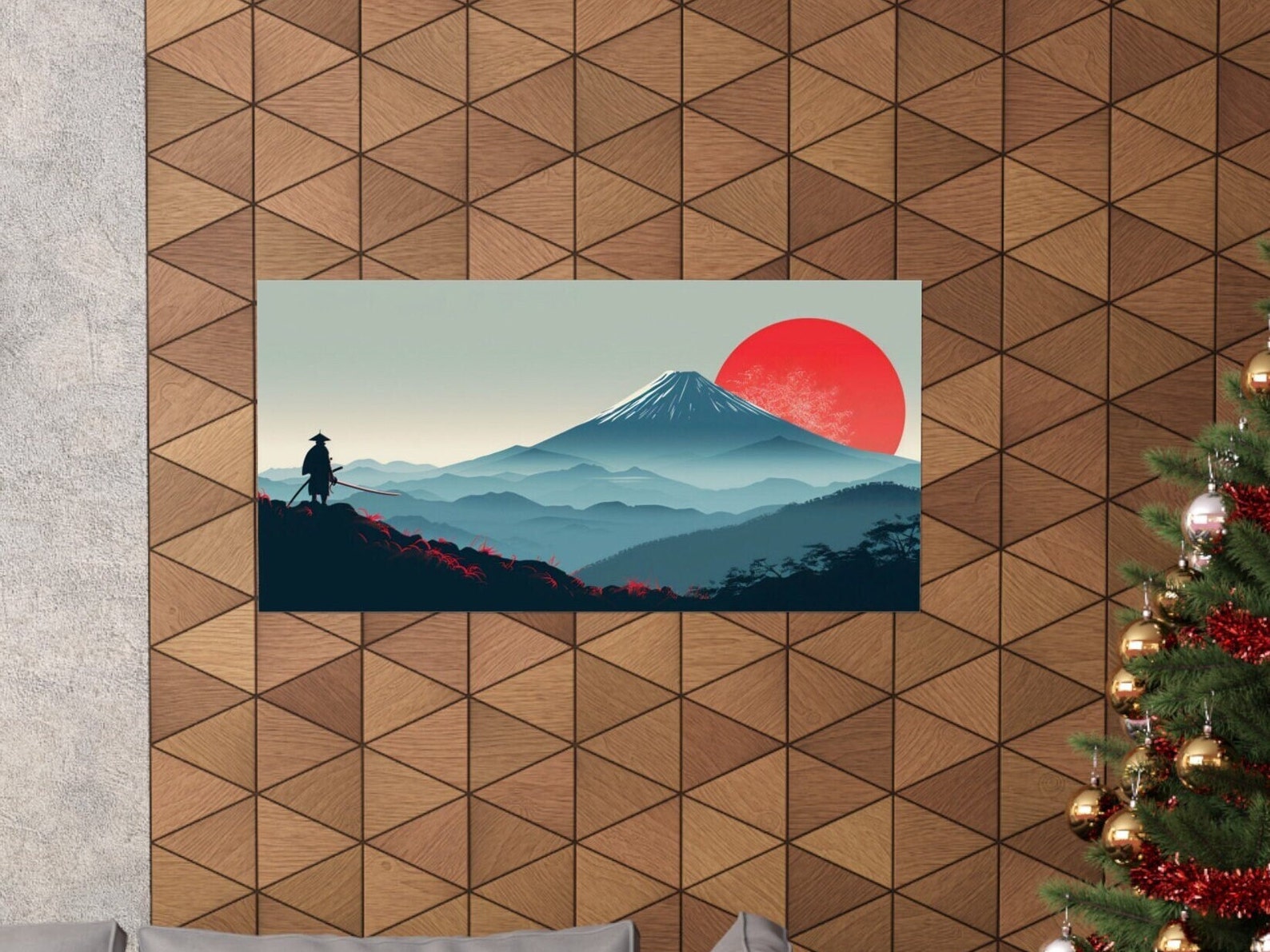 Horizontal Samurai Art Set in a Nature Landscape,minimalist Style ...