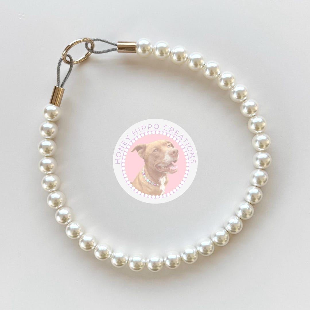 Mini Pearls | Beaded Dog Collar, Dog Necklace, Handmade, Custom Collar, Dog Pearls, Pearl Dog ...