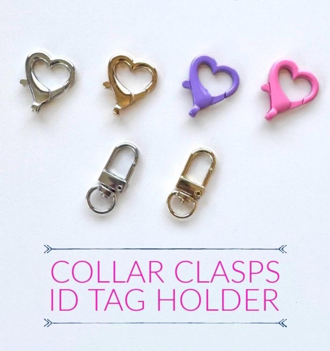 ID Tag Clasp | Dog ID Holder, Heart Clasp, Swivel Clasp, Dog Collar ...