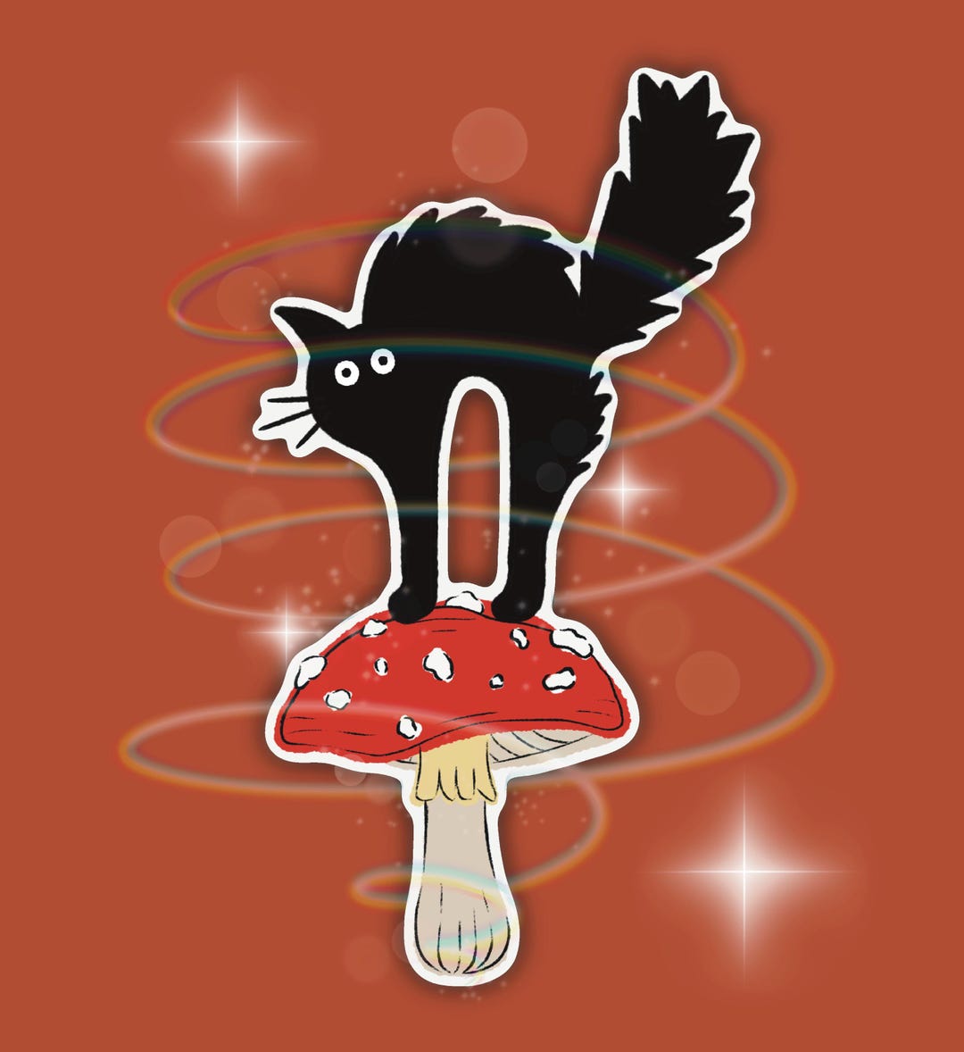 Mushroom Cat Sticker - Etsy