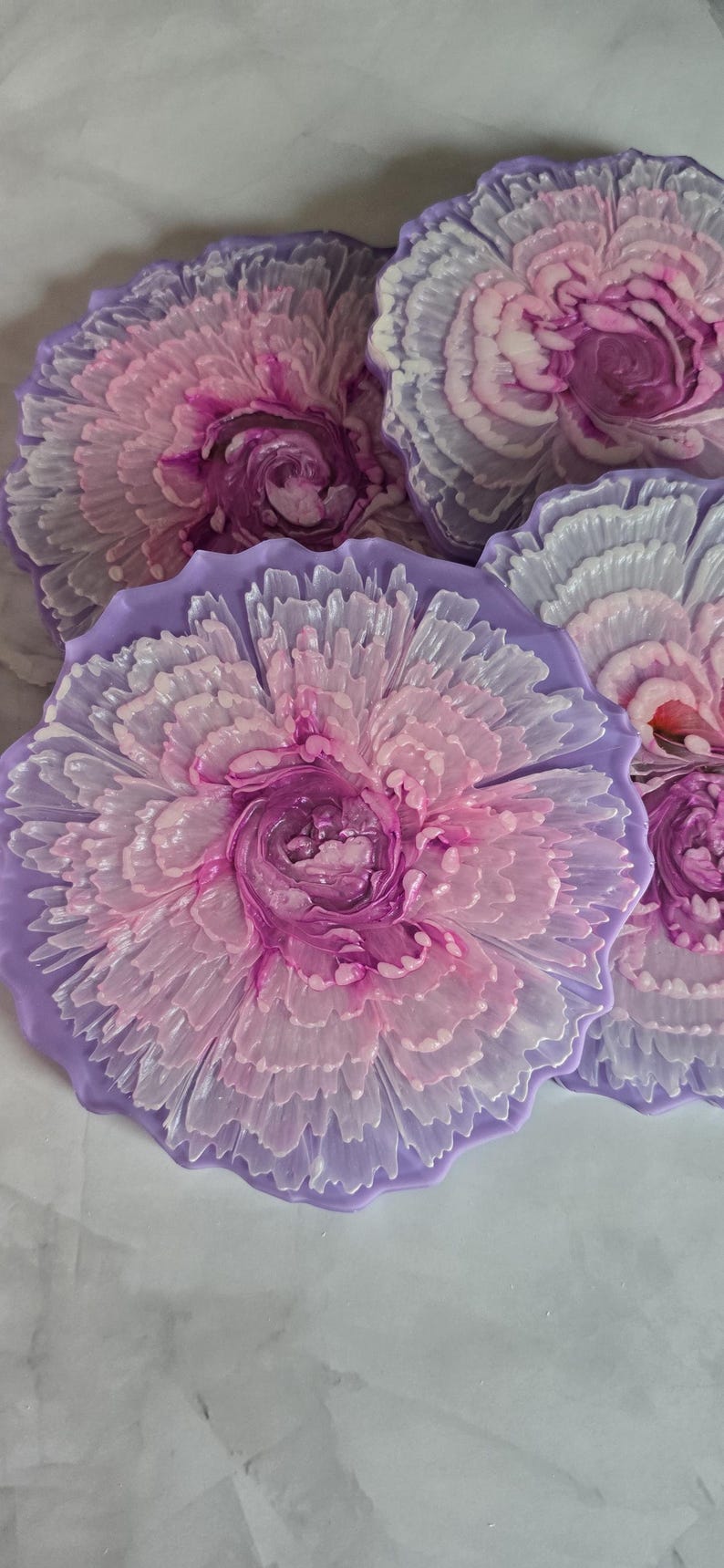 Beautiful Set 3D Blooming Flower Resin Coasters - Etsy