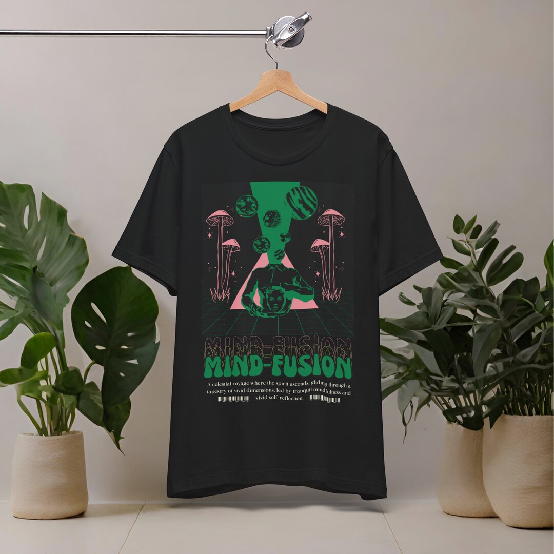 Mind-fusion Graphic Tee Psychedelic Mushroom Unique Unisex Cotton Shirt ...