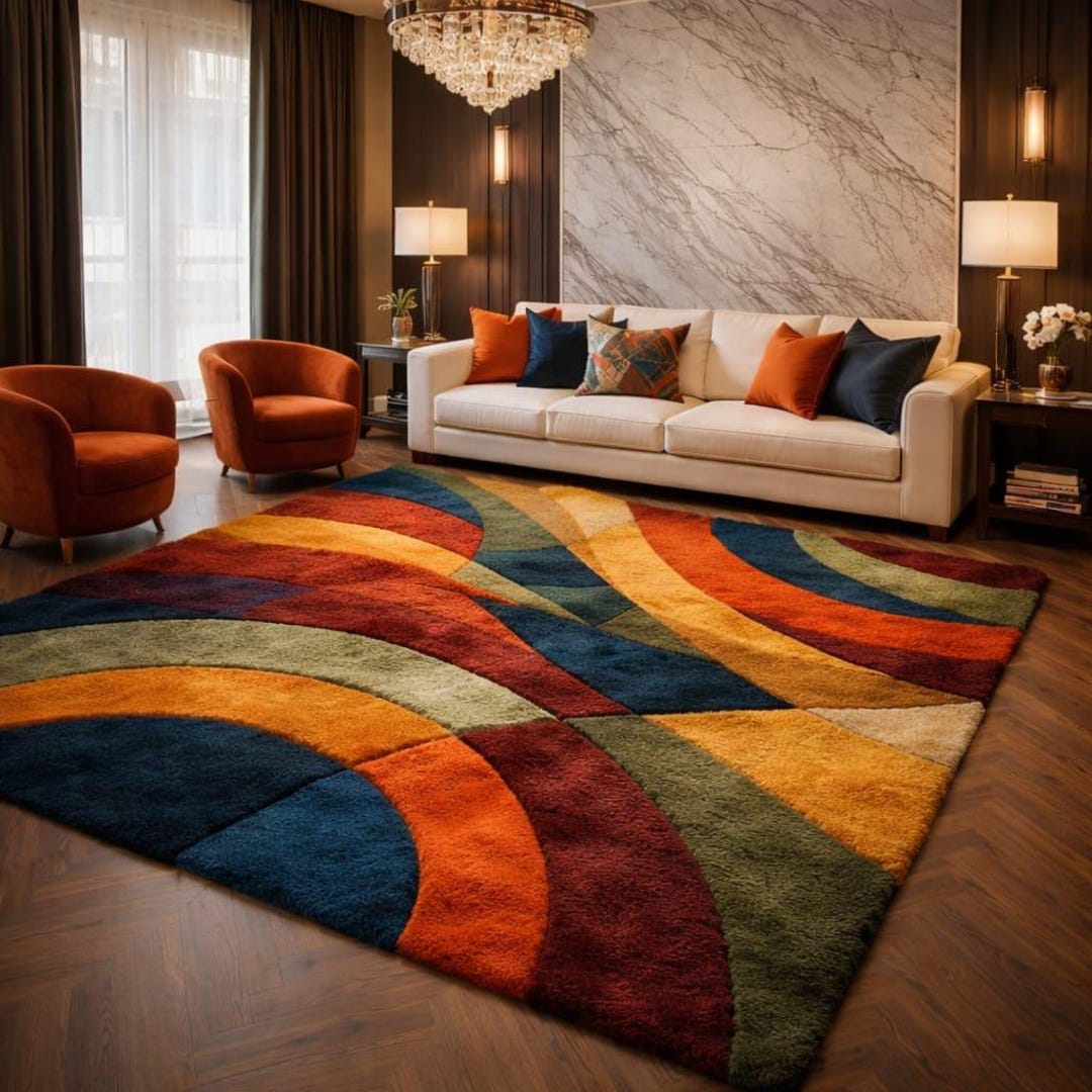 Luxury Abstract Multicolor Area Rug, Modern Designer Wool Rug for ...