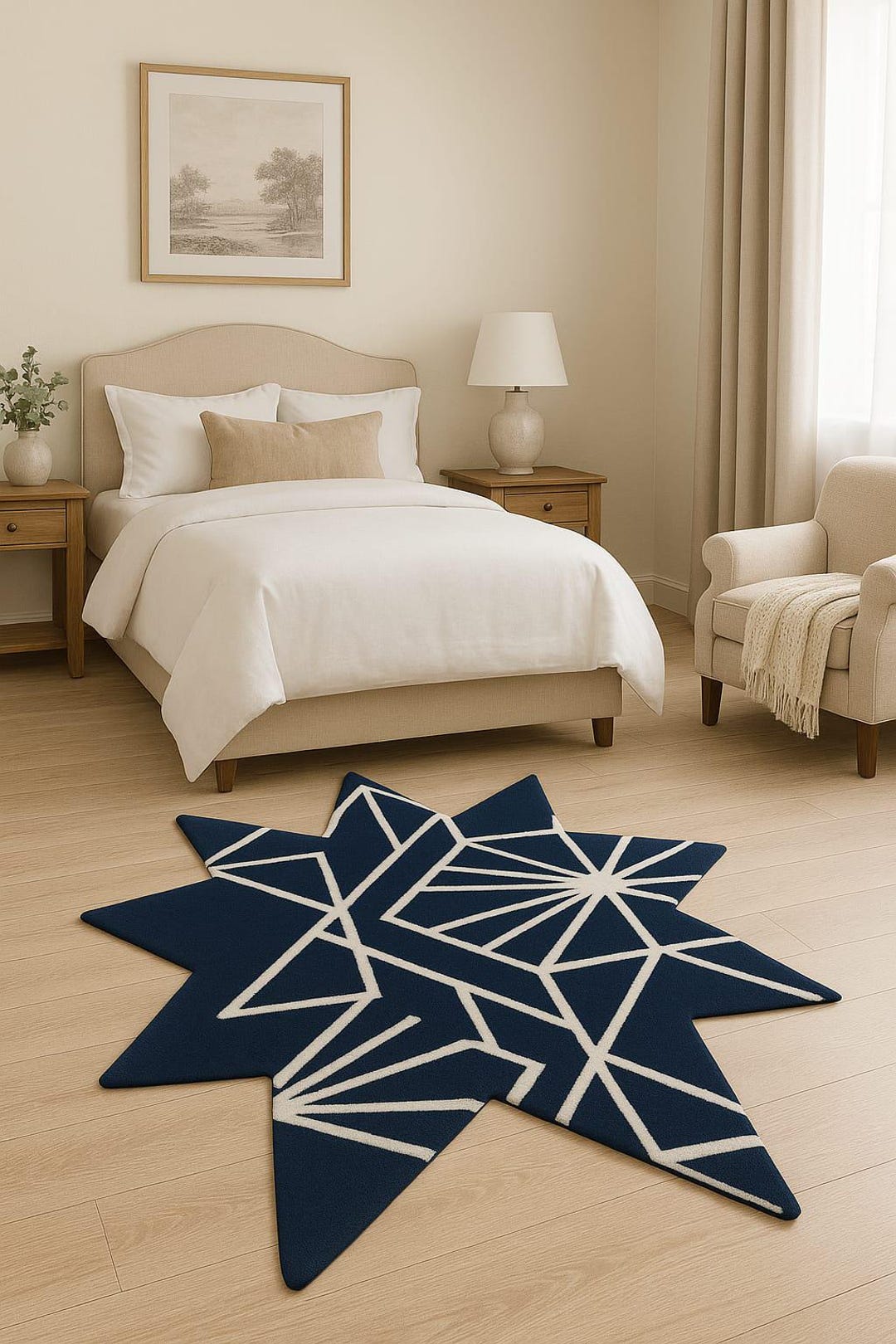 Navy Star Kids Rug: Hand-tufted Wool Playroom Carpet - Etsy