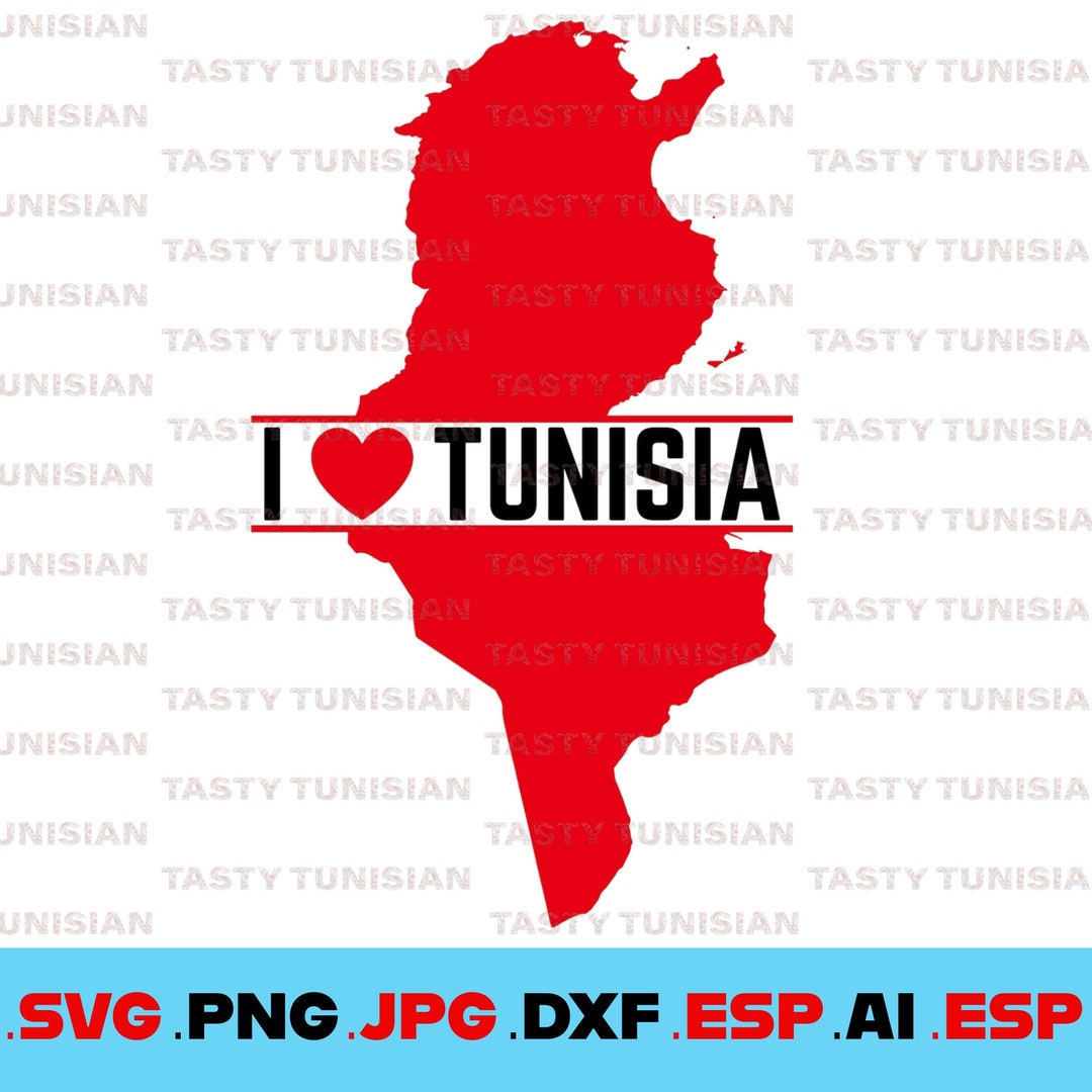 I Love Tunisia Map SVG, Tunisia Country Map Shape, Digital Download ...