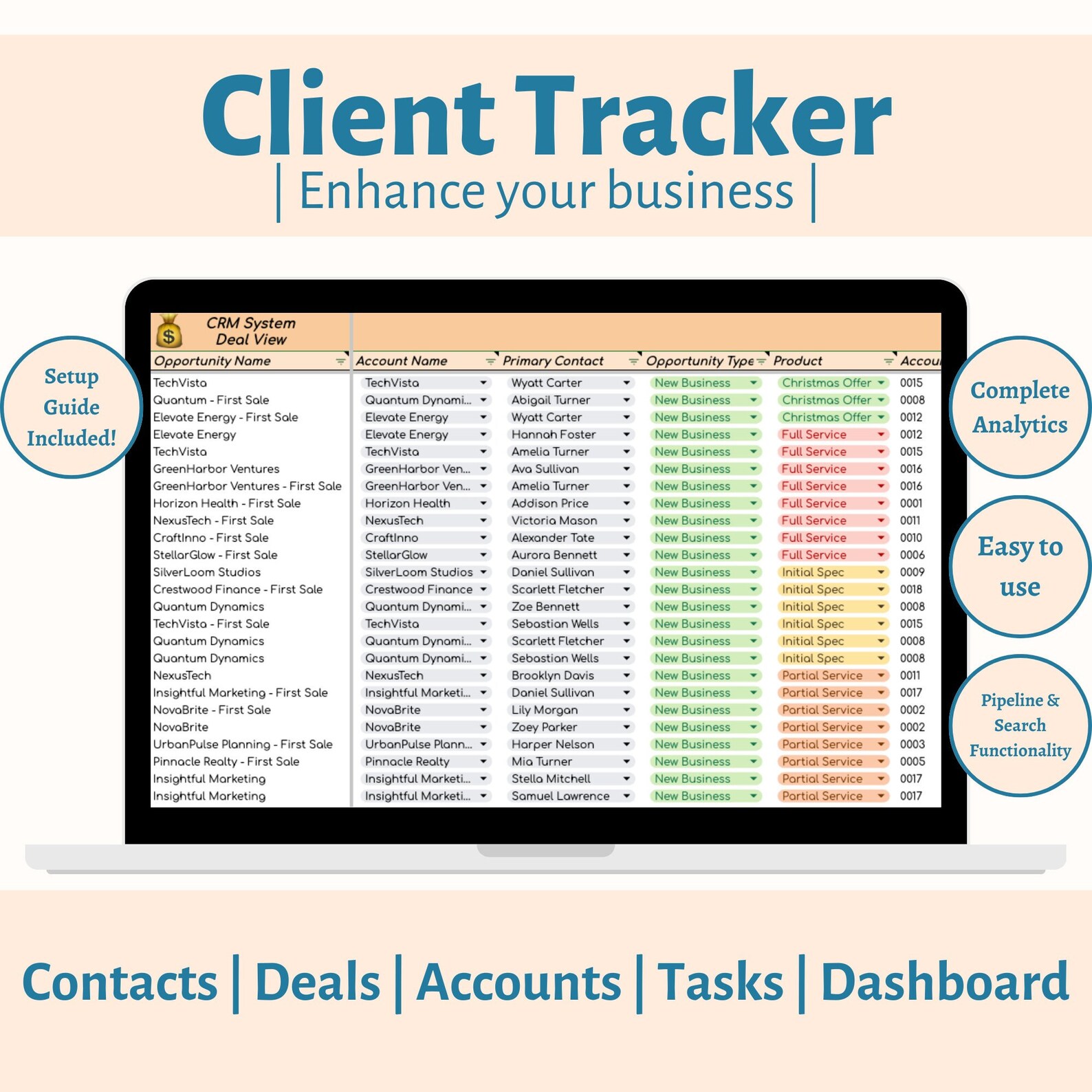 Client Tracker Spreadsheet CRM Template Customer Relationship ...