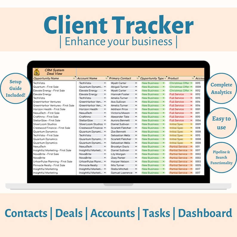 Client Tracker Spreadsheet CRM Template Customer Relationship ...