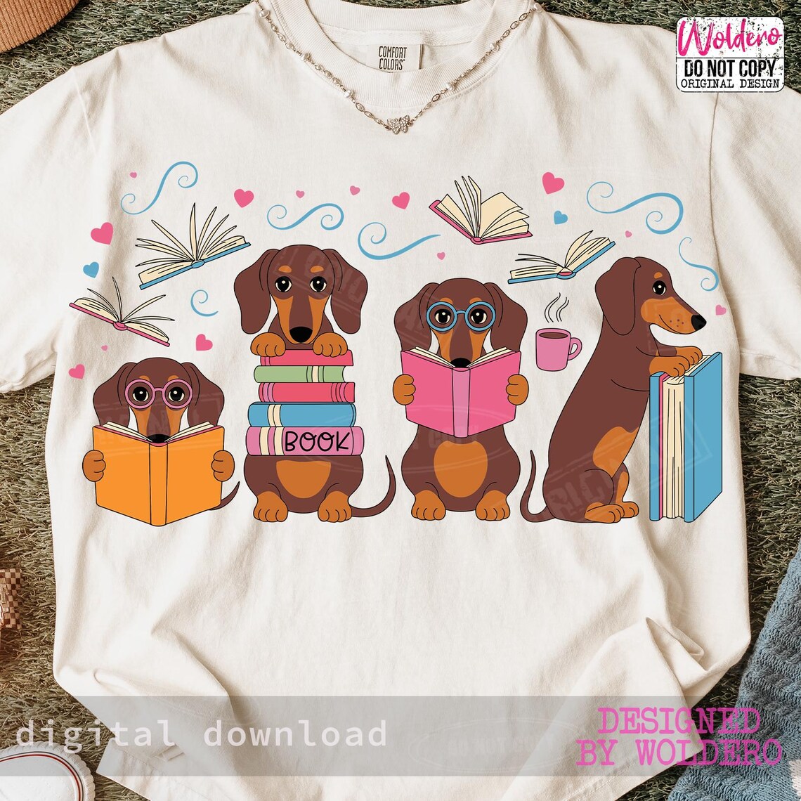 Dachshund Book Lover PNG, Reading Wiener Dog Art (digital Download) - Etsy