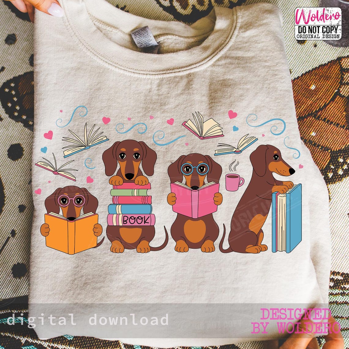 Dachshund Book Lover PNG, Reading Wiener Dog Art (digital Download) - Etsy