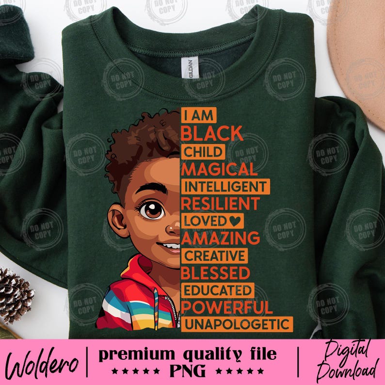 I Am Black History PNG: Kids African American Pride Design (digital ...