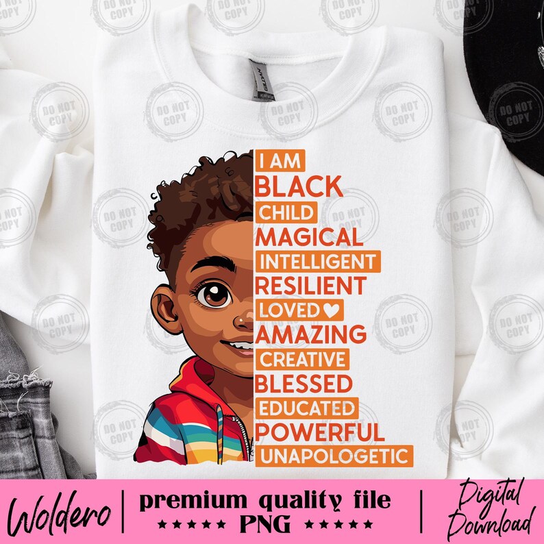 I Am Black History PNG: Kids African American Pride Design (digital ...