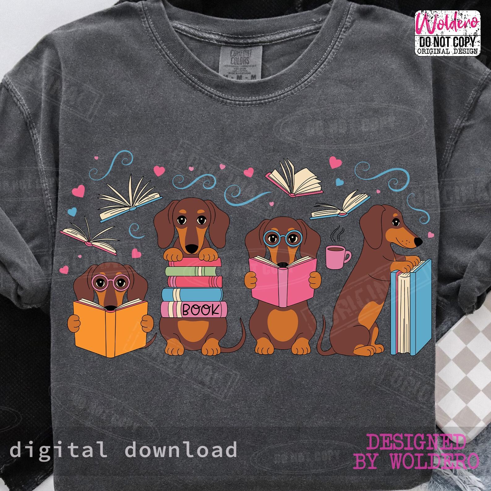 Dachshund Book Lover PNG, Reading Wiener Dog Art (digital Download) - Etsy