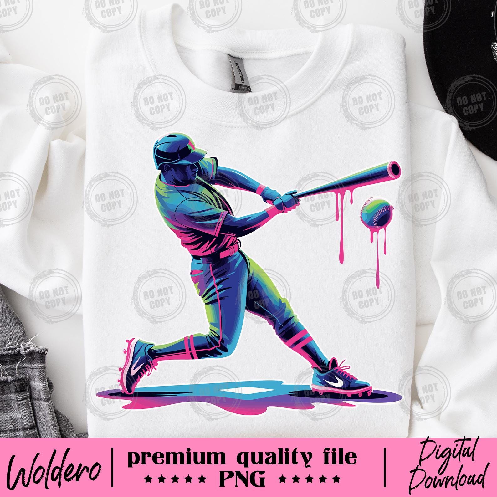 Ice Cream Drip Baseball Bat PNG: Summer Sports Tee Design (digital ...