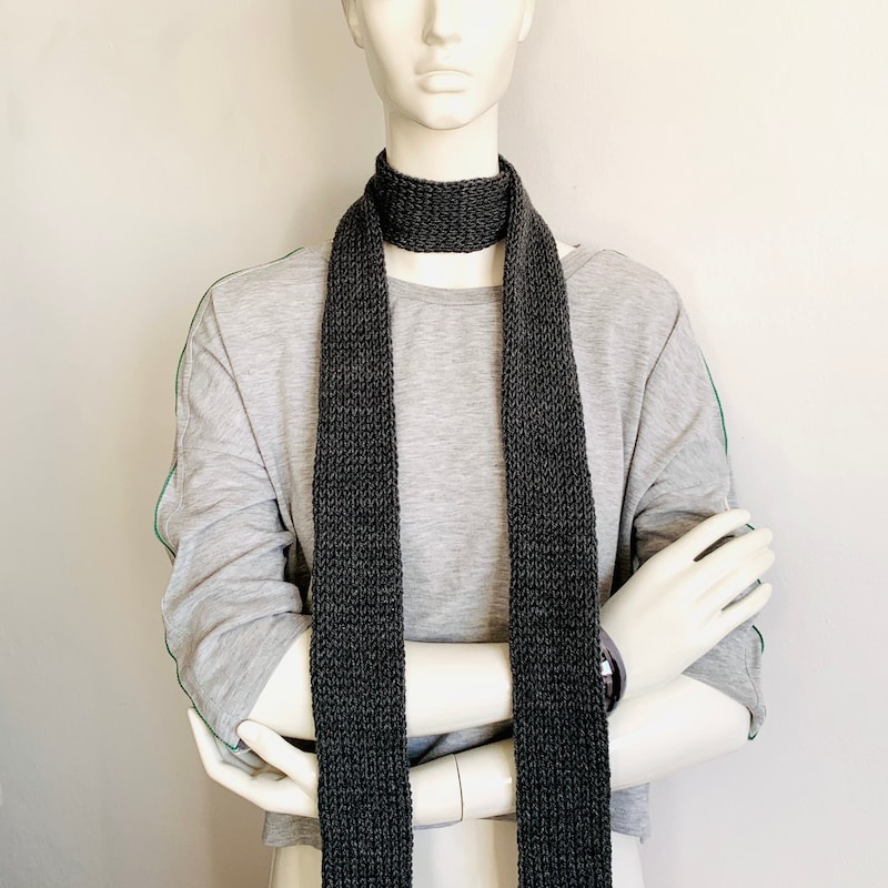 Gray Knitted Scarf - Etsy