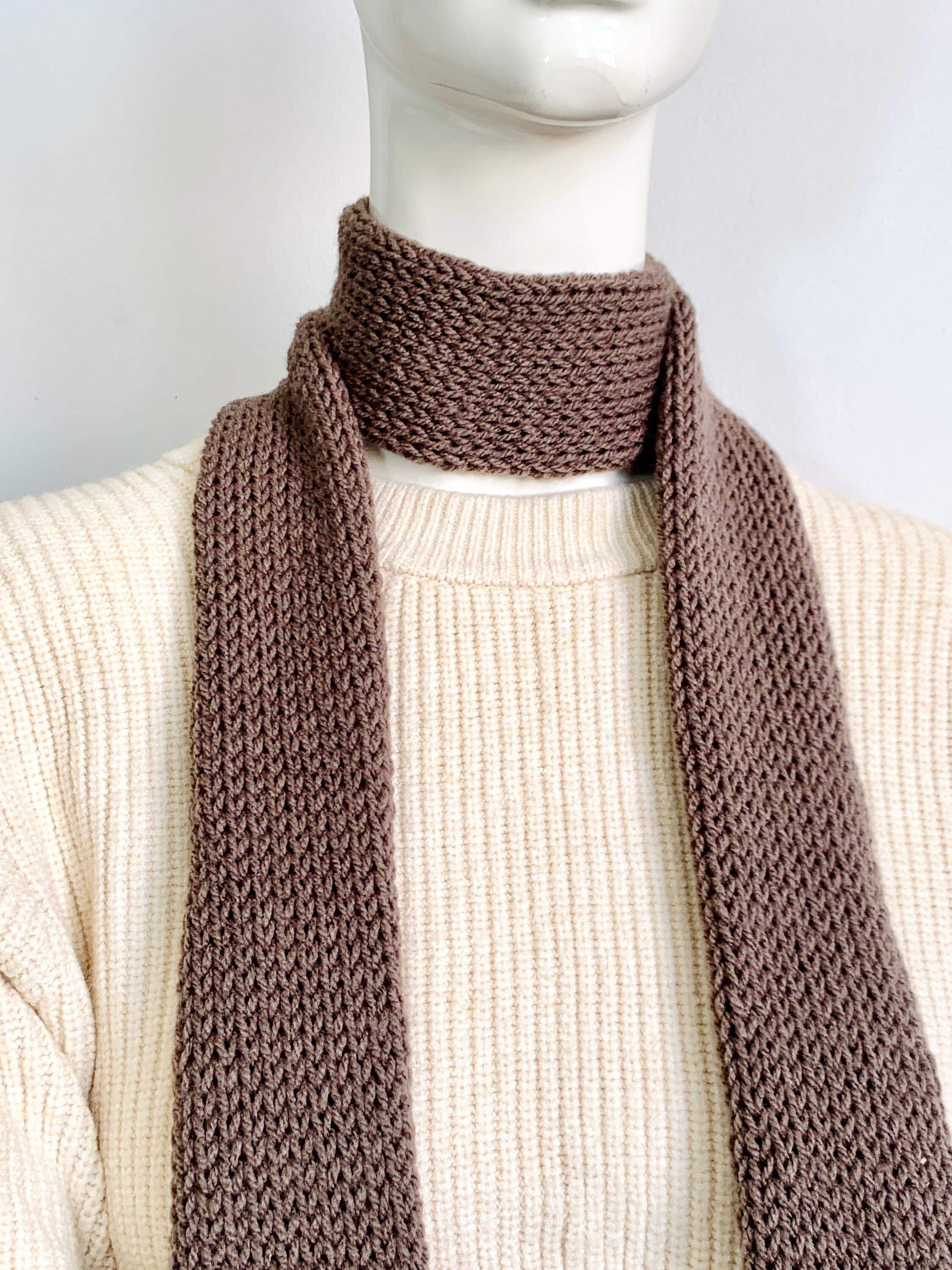 Skinny Scarf Cocoa Mocha Mousse Light Brown Skinny Knit Scarf, Pale ...