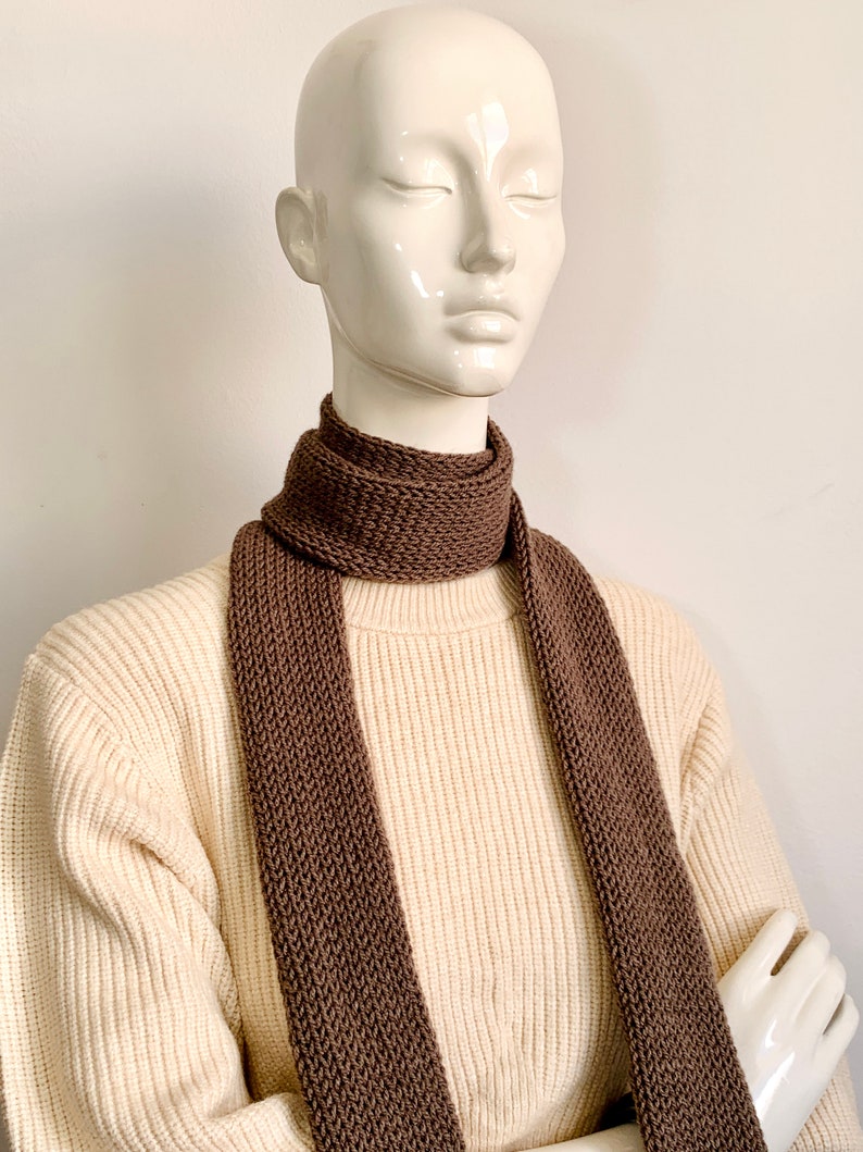 Skinny Scarf Cocoa Mocha Mousse Light Brown Skinny Knit Scarf, Pale ...