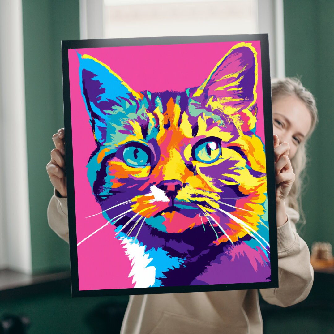 Cat Pop Art Digital Poster for Printing - Etsy