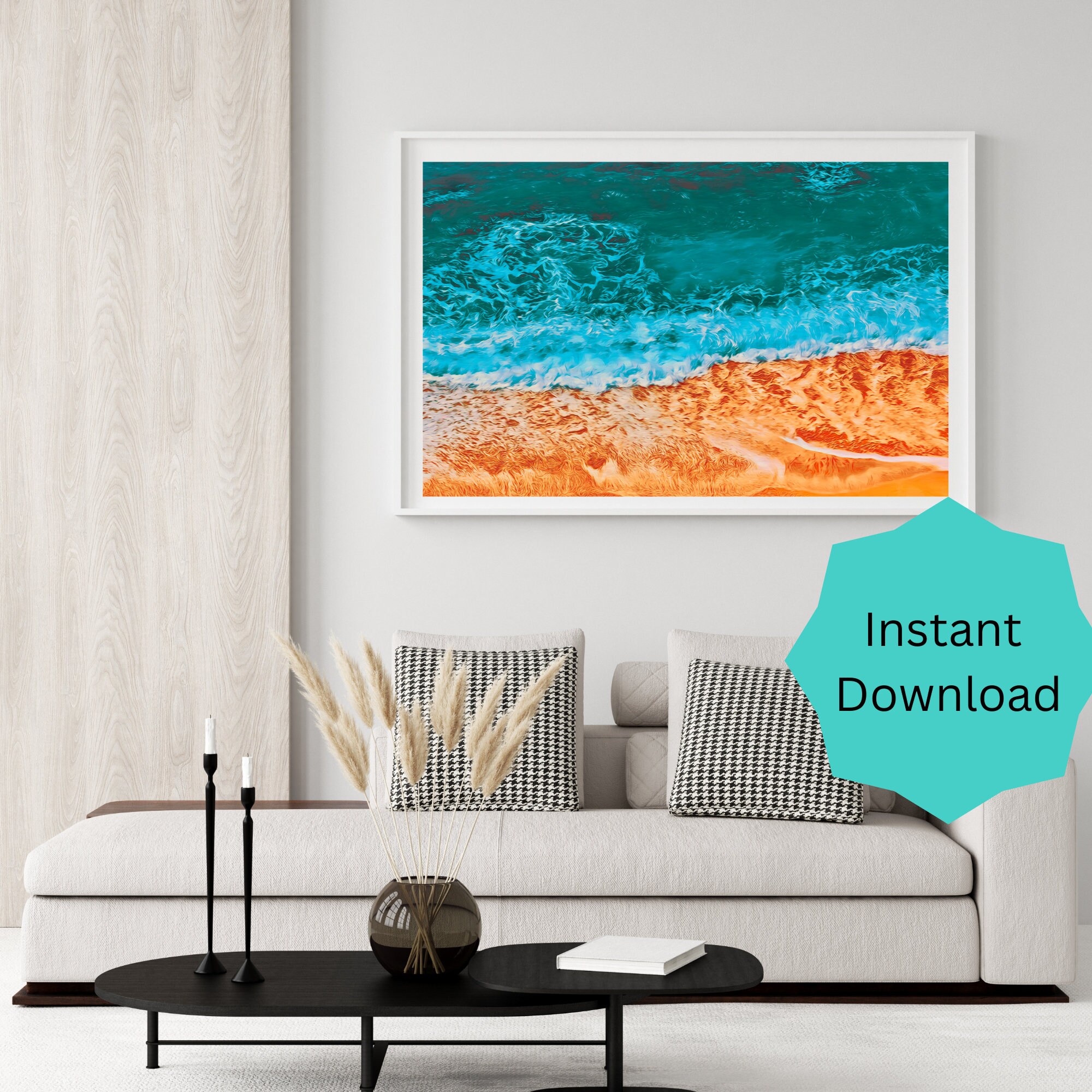 Ocean Shore Poster, Ocean Shore Printable Download, Ocean Wall Print, Ocean View Wall Art, Ocean ...