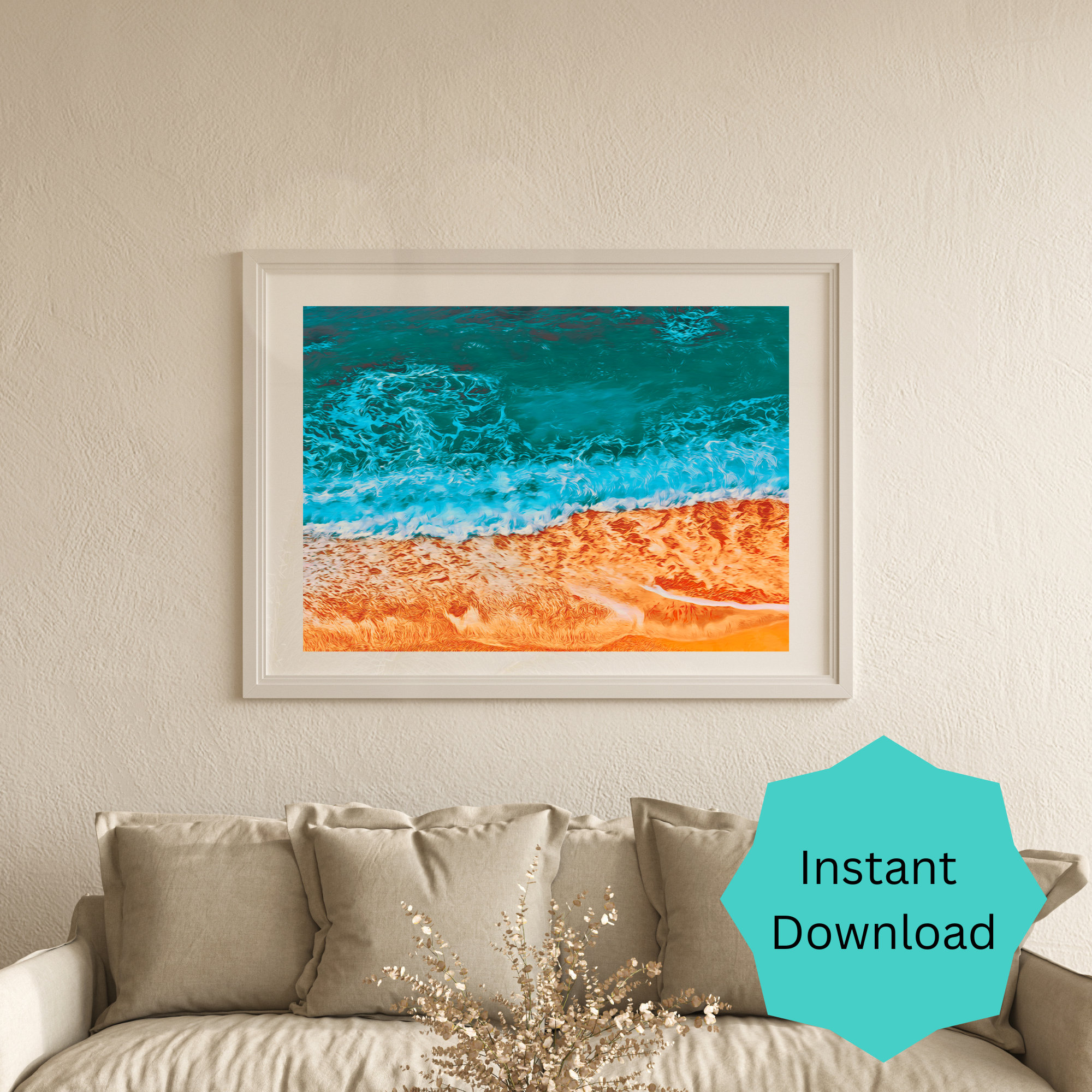 Ocean Shore Poster, Ocean Shore Printable Download, Ocean Wall Print ...