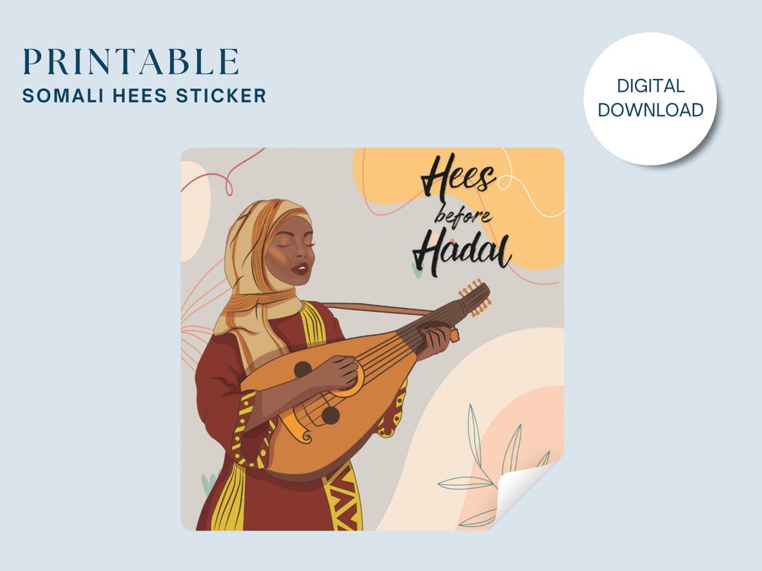 HEES BEFORE HADAL Sticker, Somali Woman With Instrument, African ...