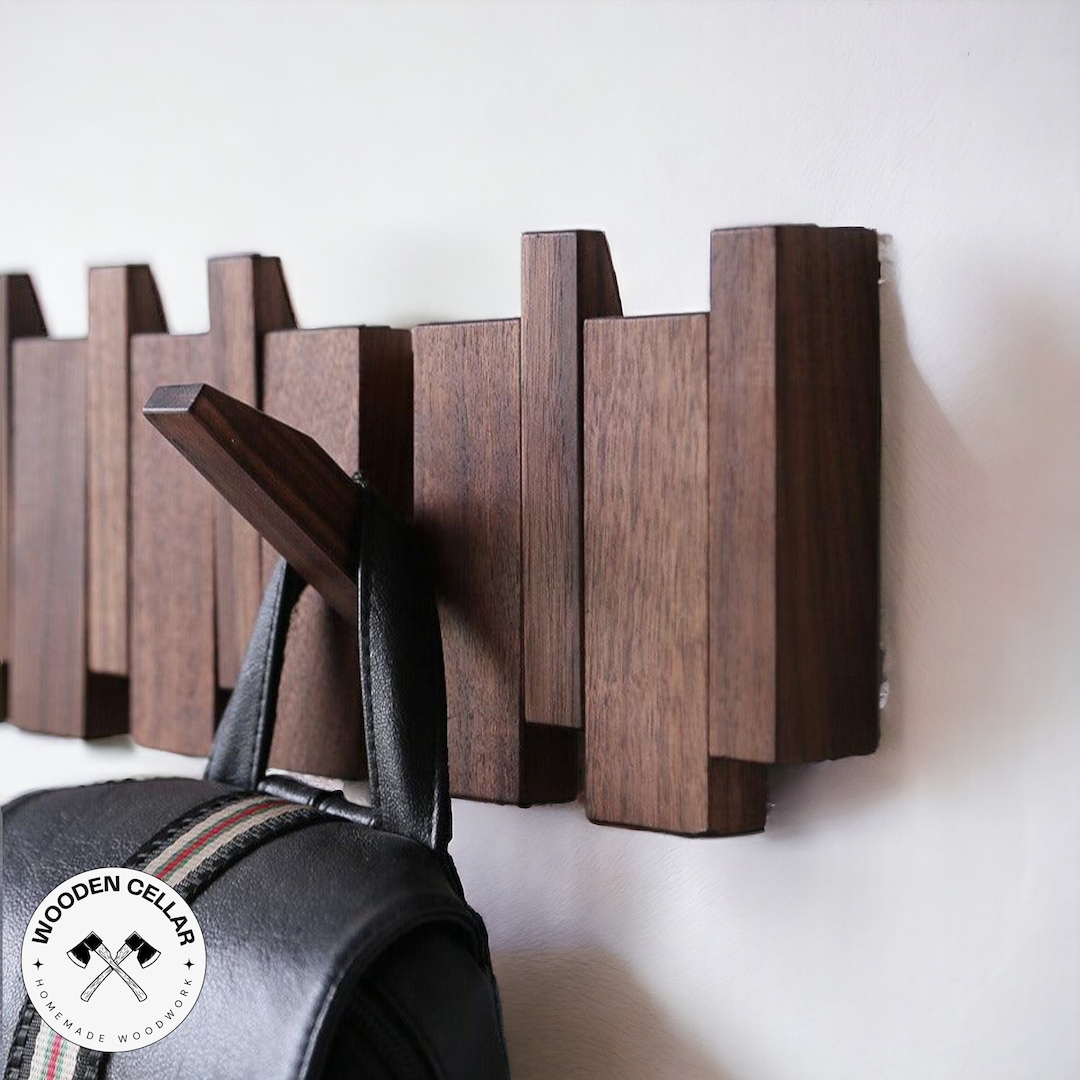 Wooden Wall Mounted Coat Hook, Wood Wall Decor, Piano Towel Hook, Wood ...