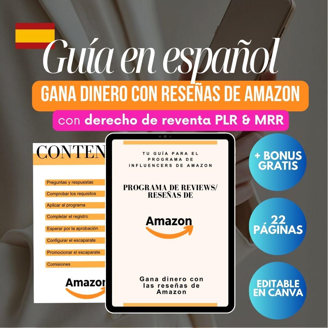 Programa De Reseñas De Amazon, Ser Influencer De Amazon, PLR & MRR, Gana Dinero Con Amazon, Guía ...