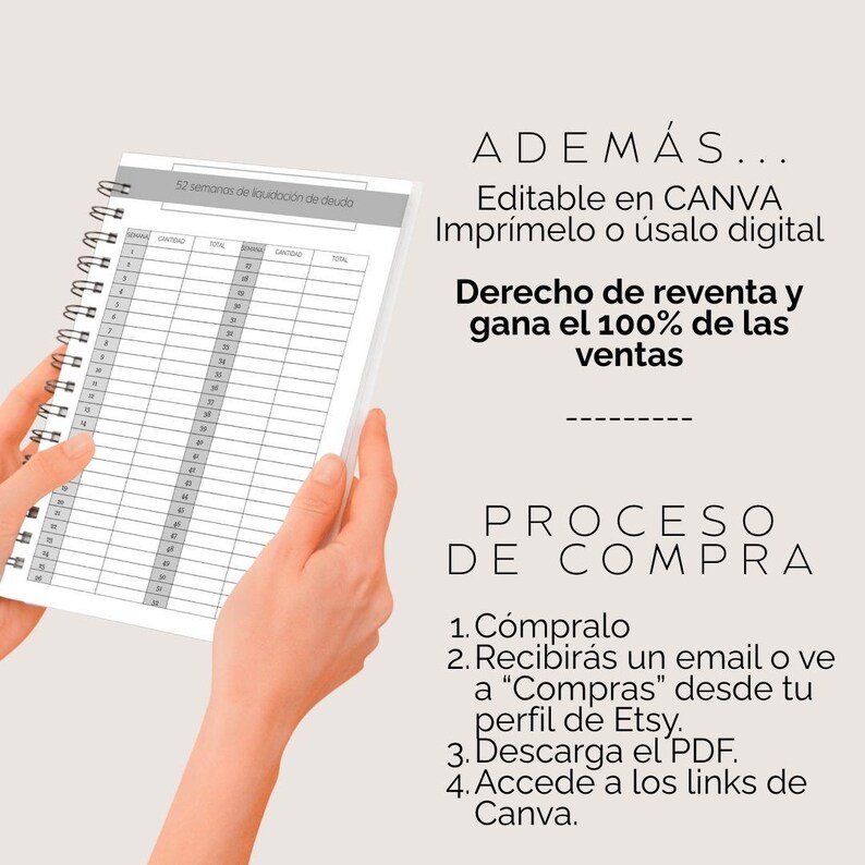 Debt Tracker Printable: Spanish Debt Management, Resell Rights (canva ...