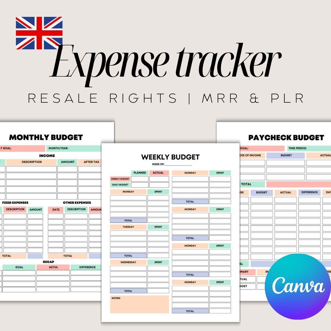 Editable Expense Tracker in Canva | Expense Tracker | Monthly Budget ...