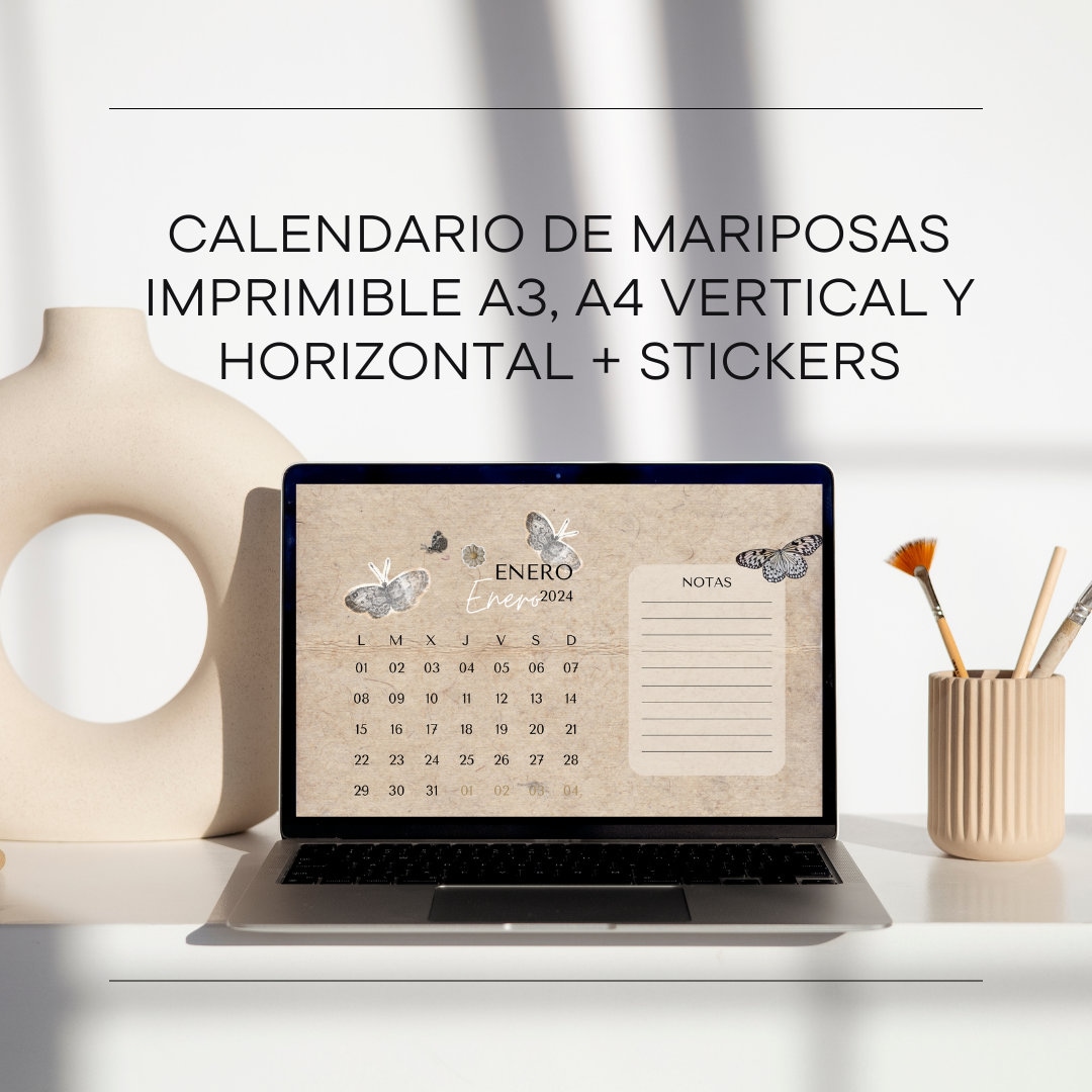 Calendario Imprimible 2024 De Mariposas / Planificador Mensual 2024 ...