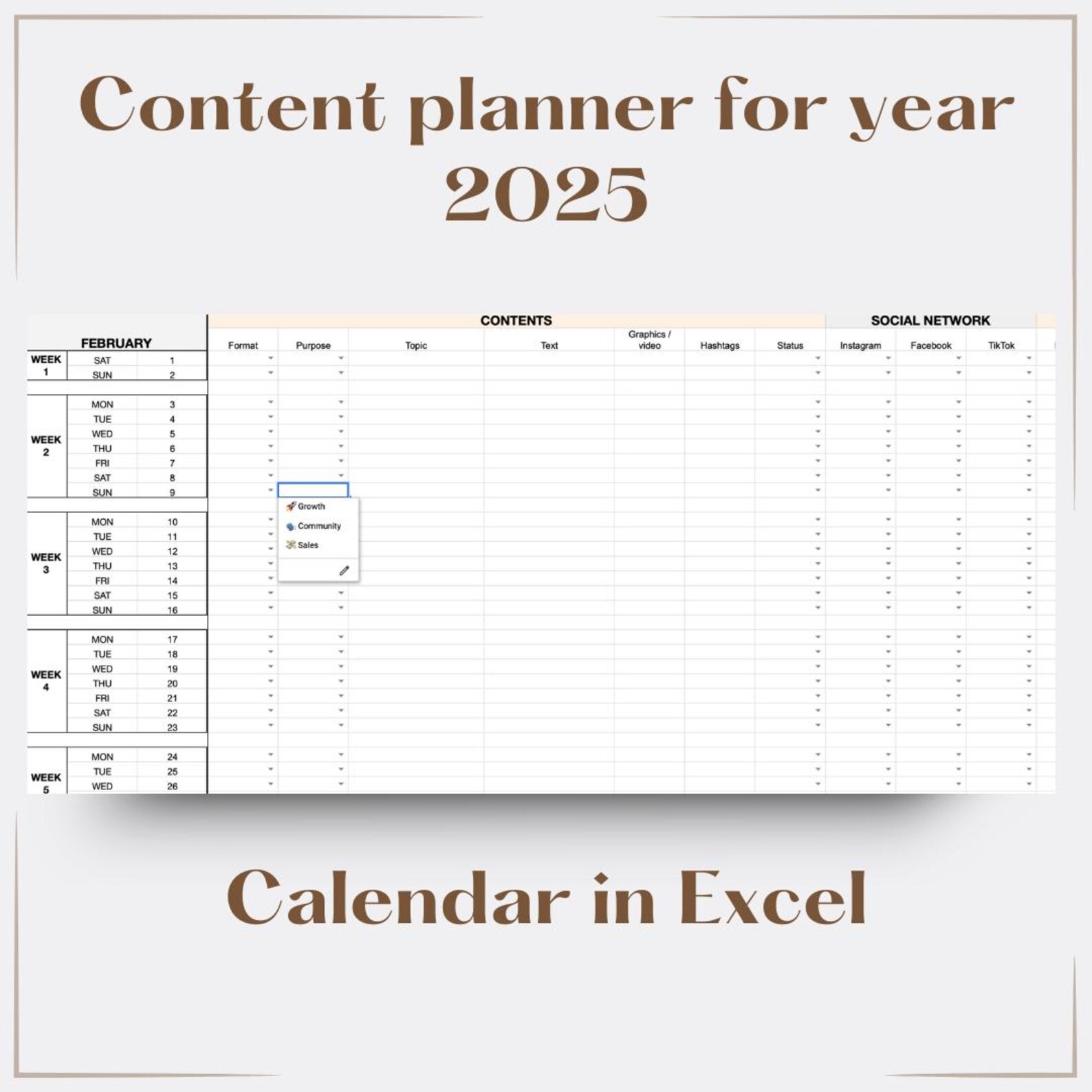 2025 Excel Calendar & Yearly Planner – Editable Monthly Calendar for ...