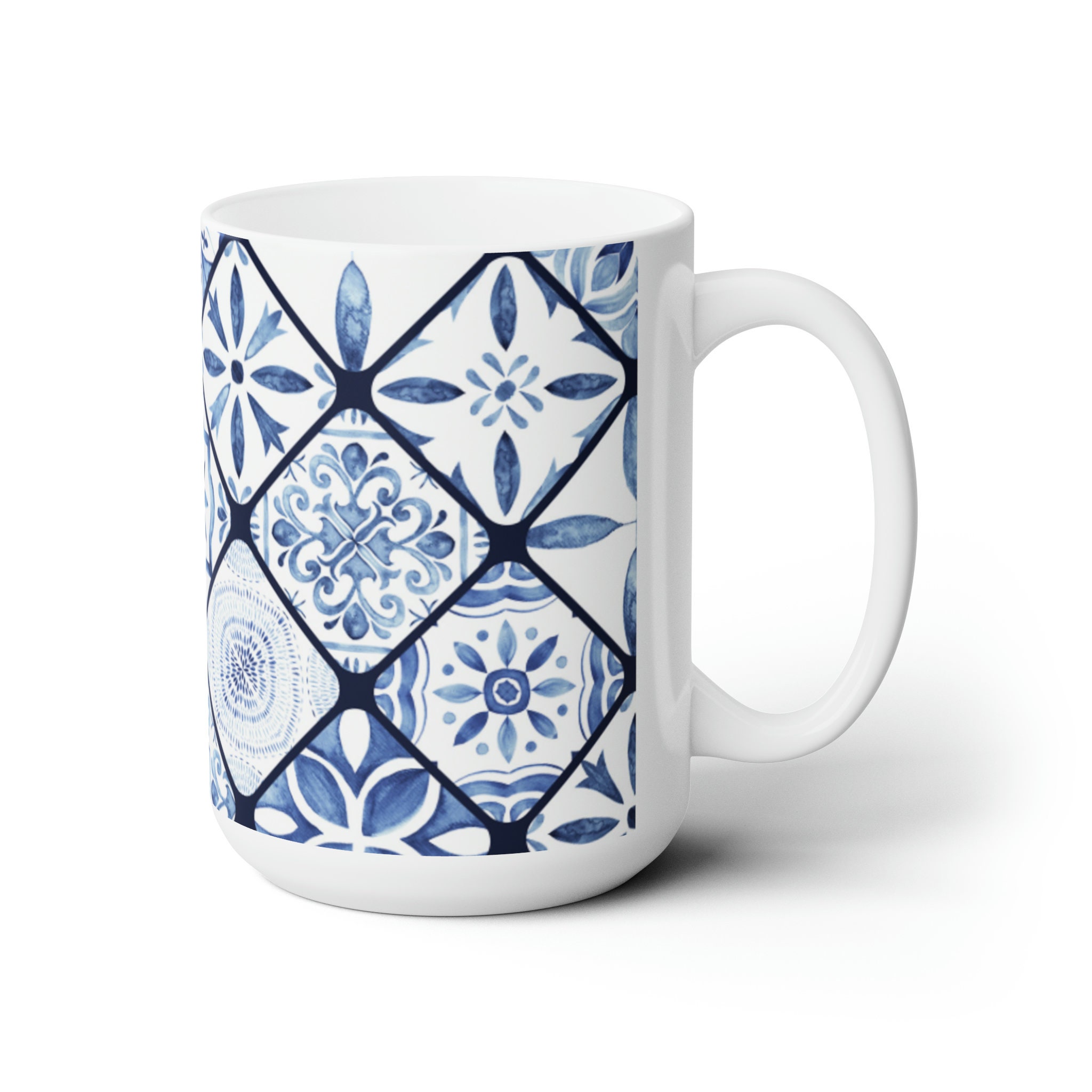 Azulejo Portuguese Tile Inspired Ceramic Mug 15oz,portugal Mug ...