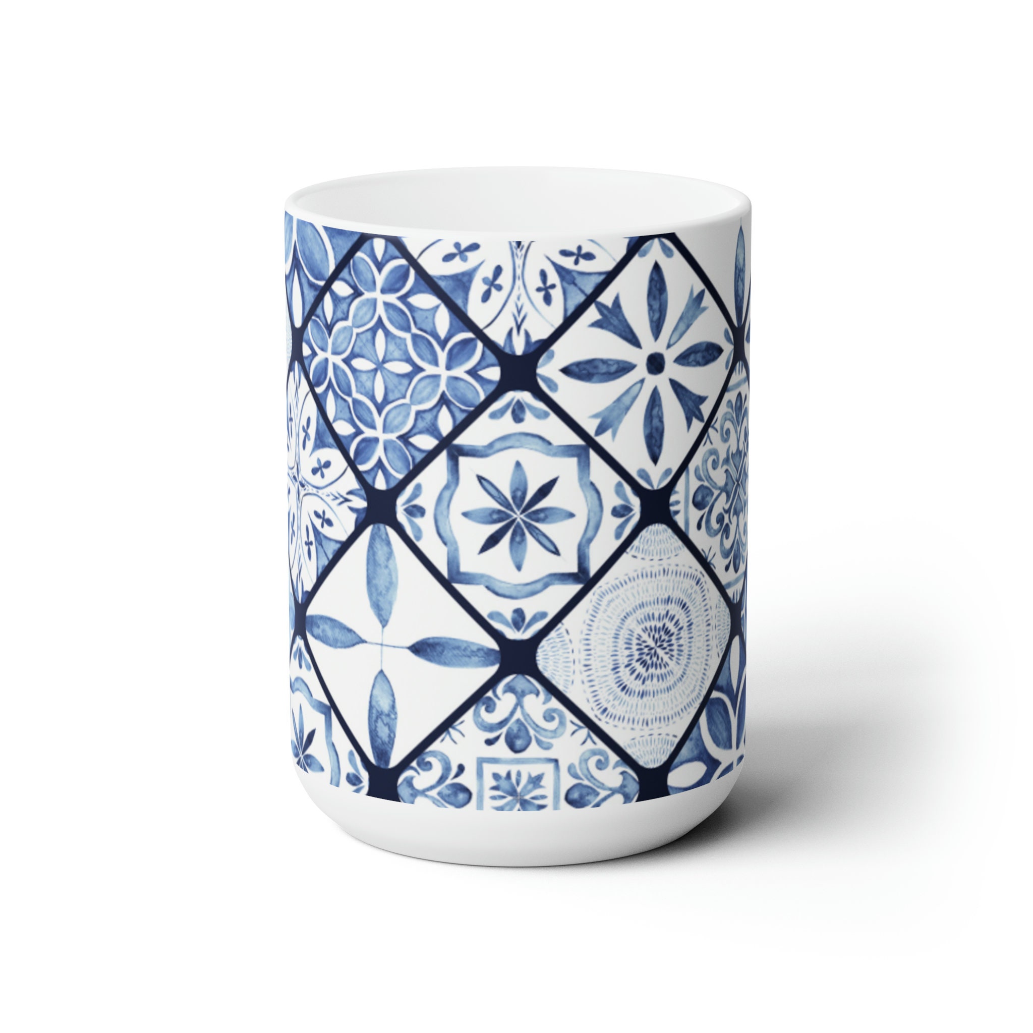 Azulejo Portuguese Tile Inspired Ceramic Mug 15oz,portugal Mug ...