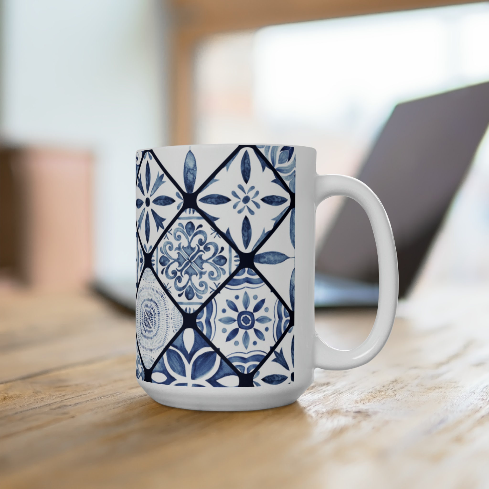 Azulejo Portuguese Tile Inspired Ceramic Mug 15oz,portugal Mug ...
