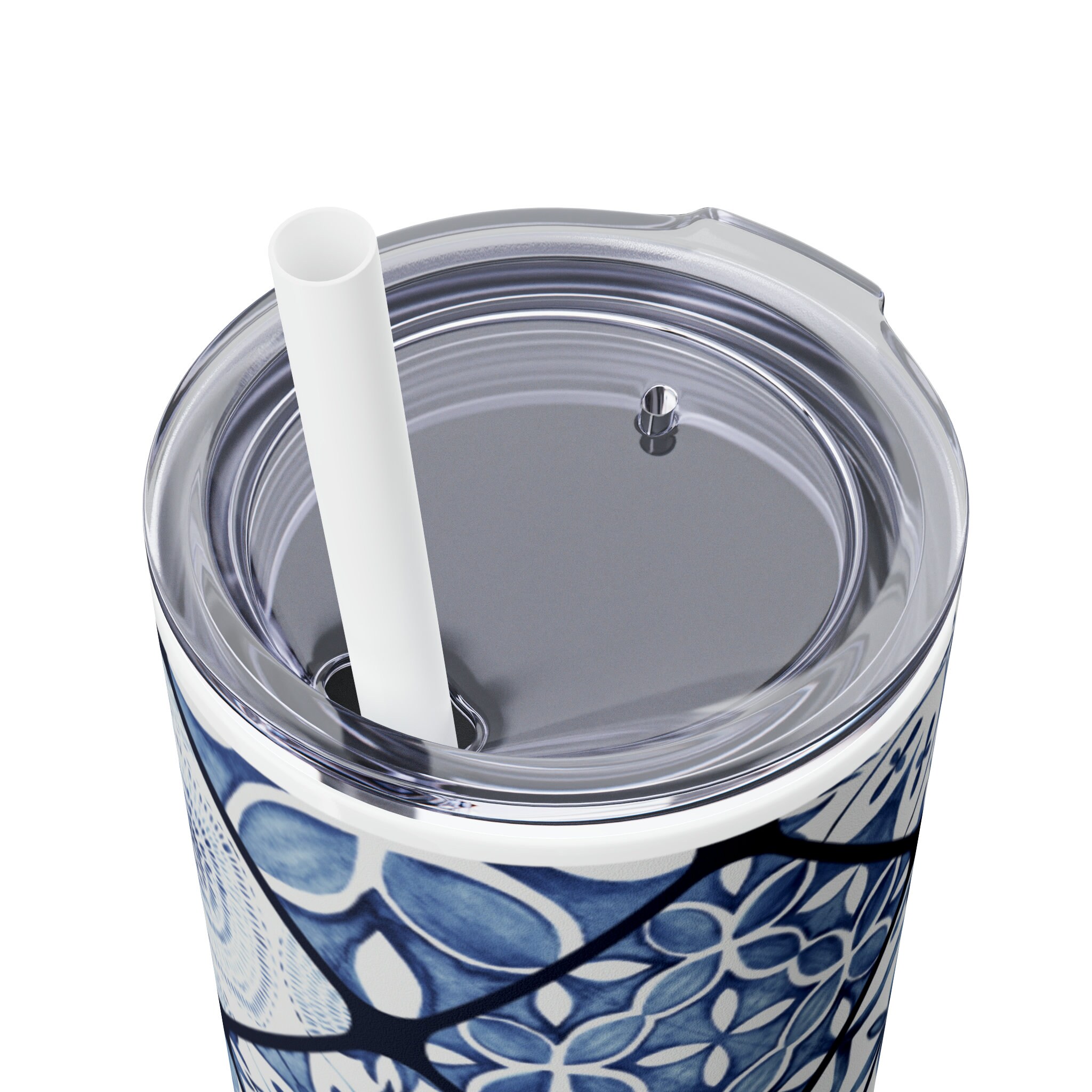 Azulejo Portuguese Tile Inspired Tumbler With Straw, 20oz, Portugal ...