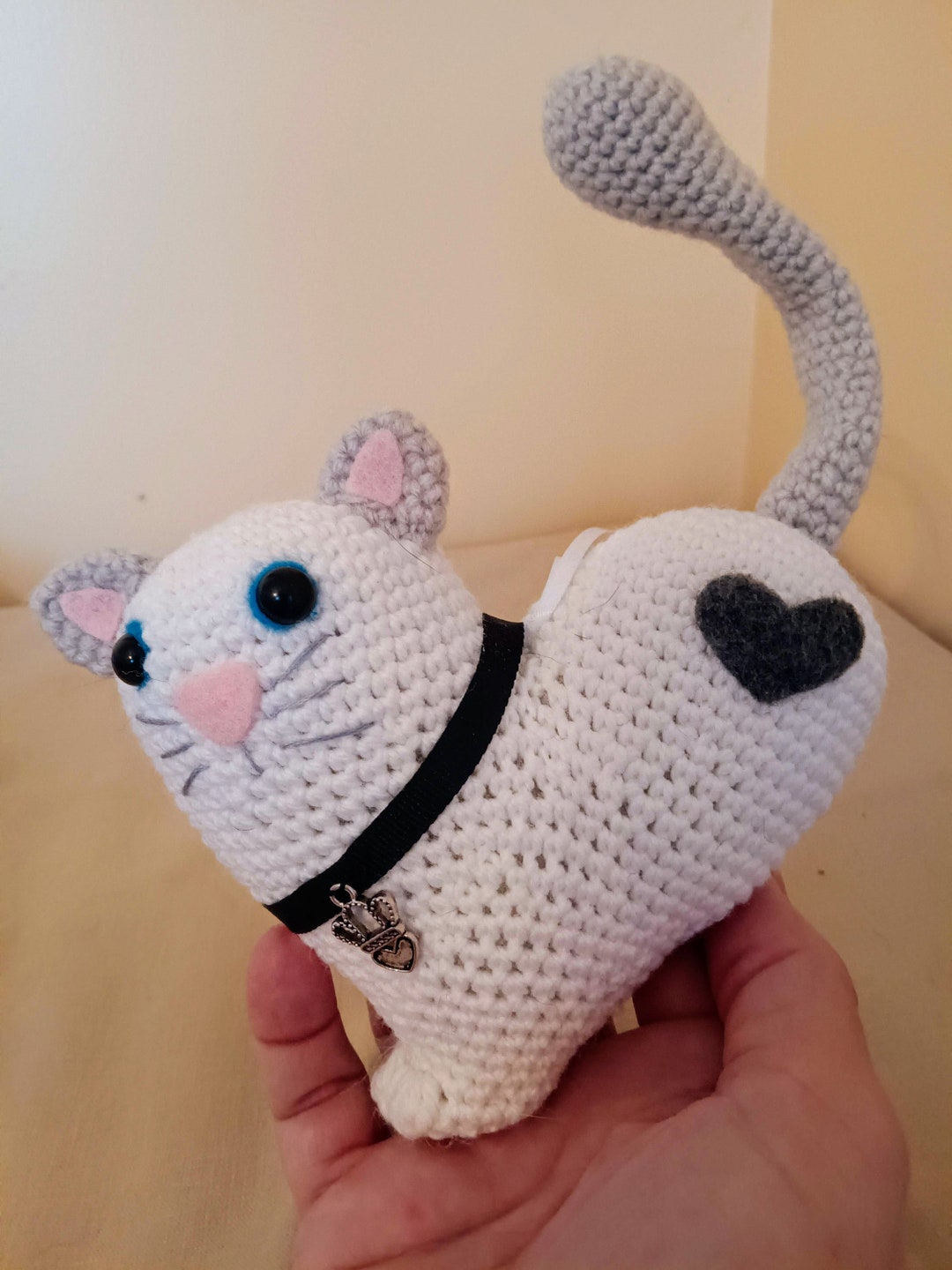 Valentine Cat, Crochet Heart Cat, Handmade Cat, Amigurumi Cat, Hanging ...