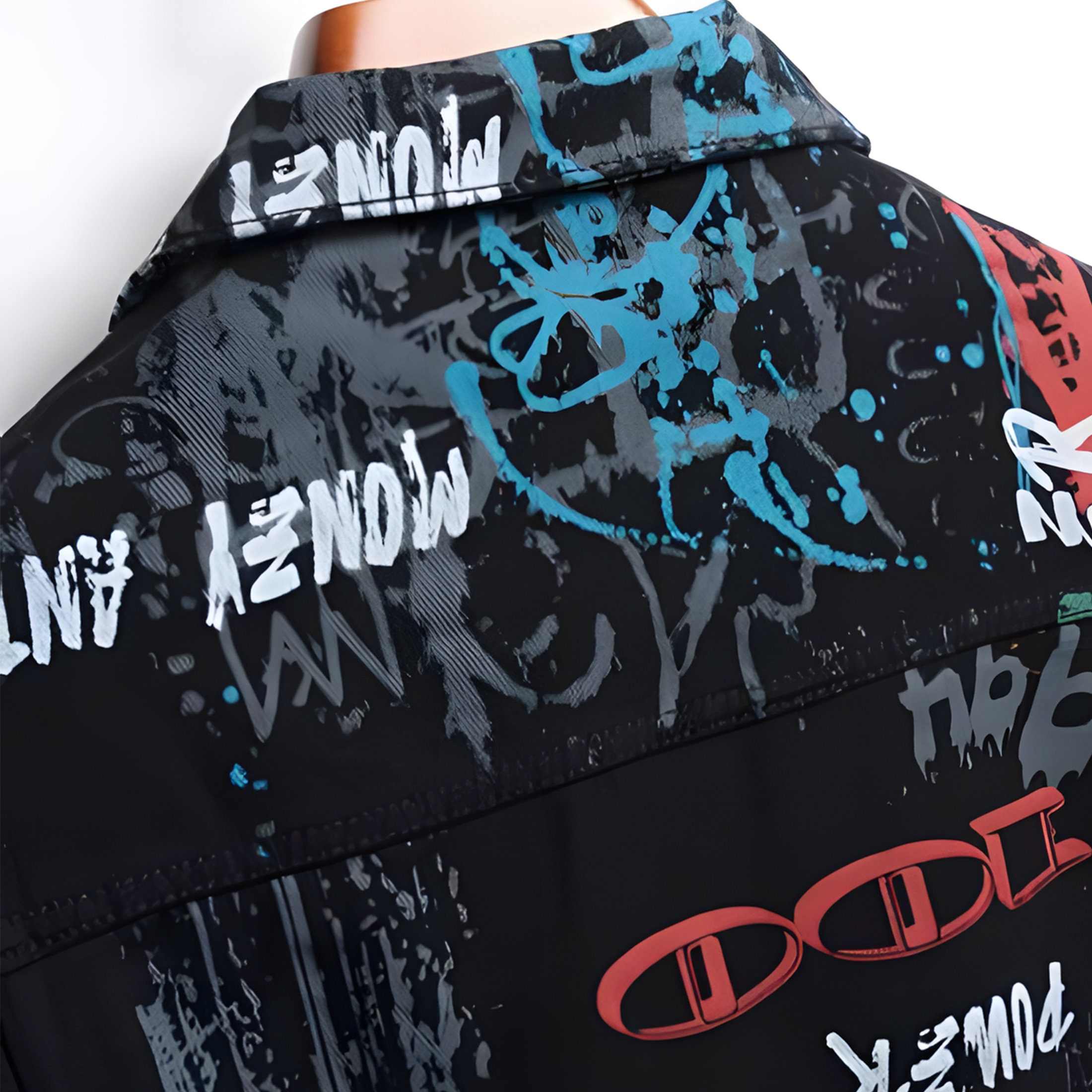 Graphic Denim Jacket Mens Black Denim Jacket Printed Jacket Loose Fit ...