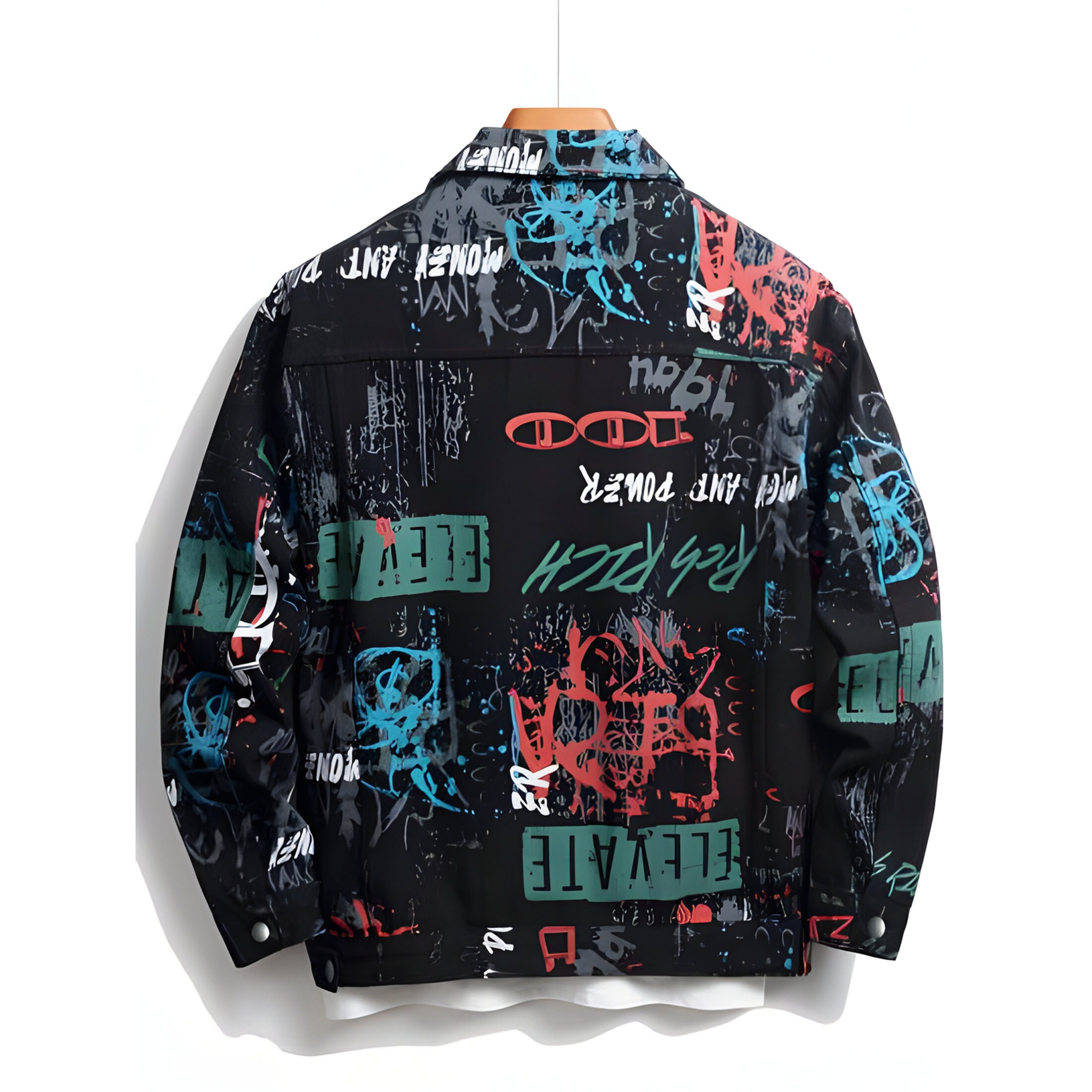 Graphic Denim Jacket Mens Black Denim Jacket Printed Jacket Loose Fit ...