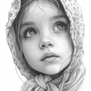 Grayscale Beautiful Little Girl Colouring Pages | Printable Adult ...